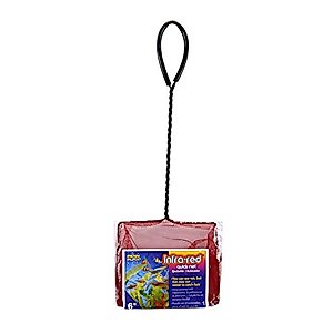 PENN-PLAX Infra-Red Quick-Net Aquarium Fish Net – Red Color for Invisibility – Durable, Strong, and Safe – 6” x 5” Net – 10” Handle