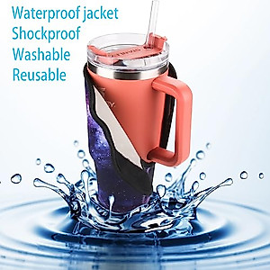 2 Pack Tumbler Carrier，Compatible with Stanley Adventure Quencher Travel Tumbler 40oz (2 starry sky purple)