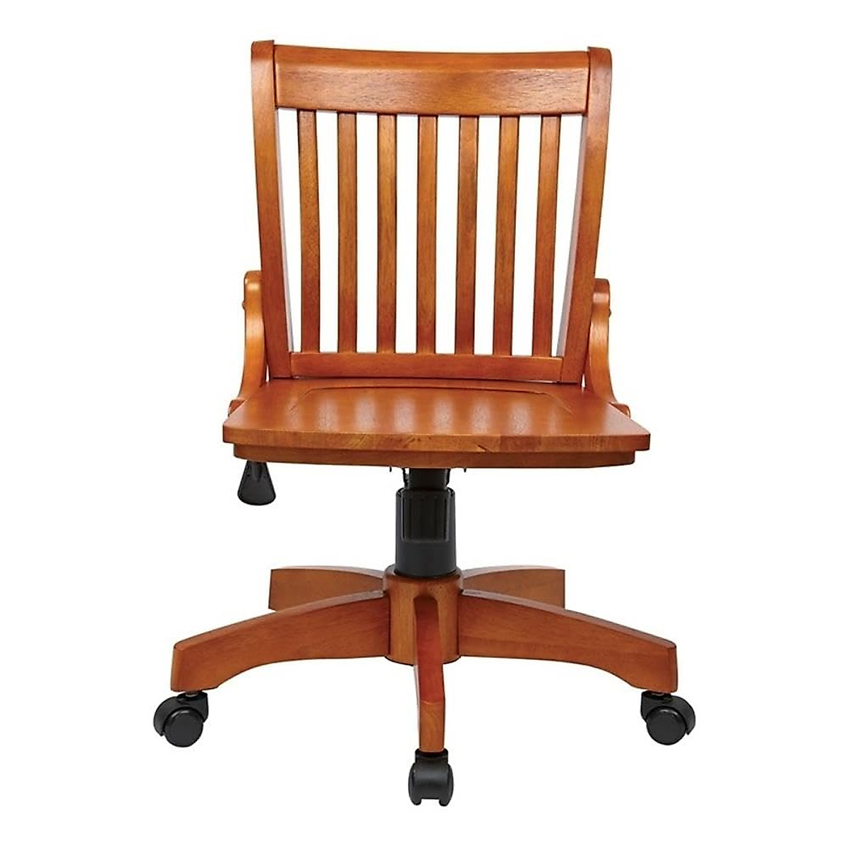BOWERY HILL Traditional Solid Wood Armless Office Chair in Medium Brown