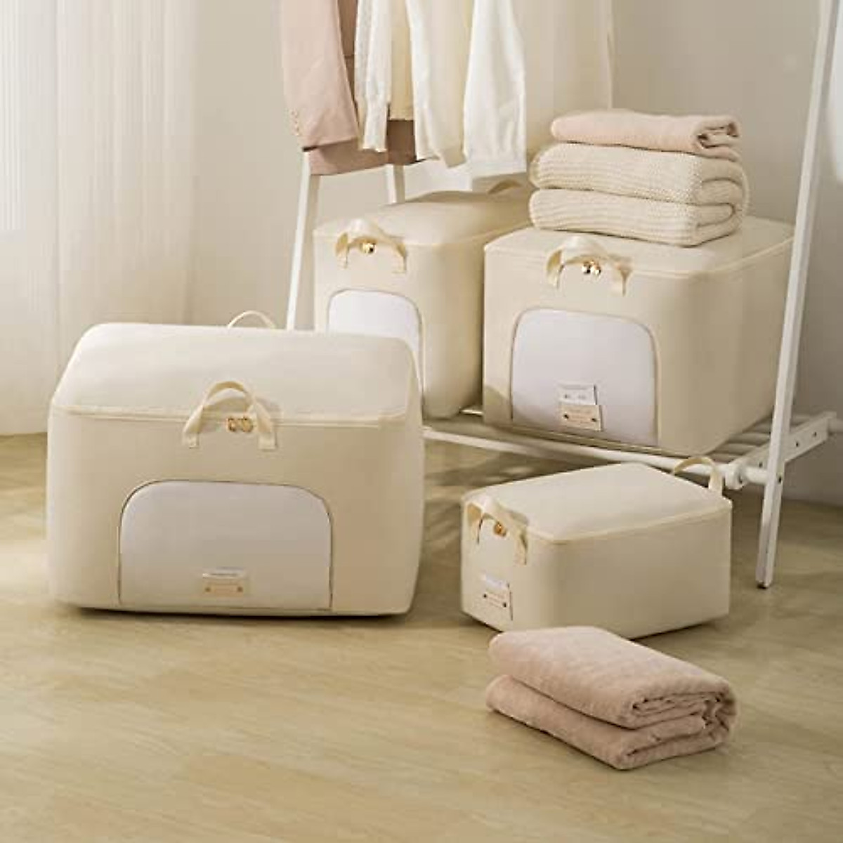 Askfairy Multipurpose Storage Bag, Foldable Quilt Storage Bag for Quilts,Blankets, Clothes, Breathable, Sturdy