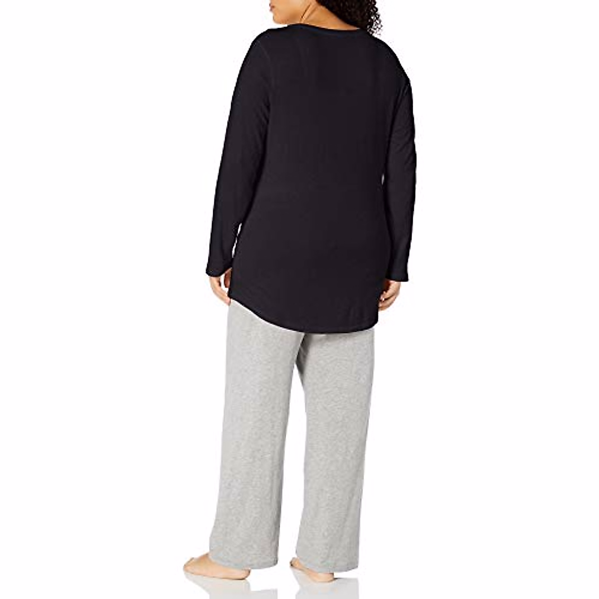 Just My Size Women's Plus Size Split Neck Tunic, Black, 2X