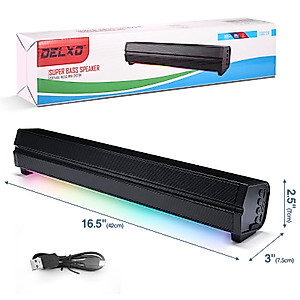 Delxo Pro Wireless Bluetooth Speakers with Lights,24W Loud Stereo Bluetooth Speaker Extra Bass Sound Bar for TV, PC,Tablet and Phone,TWS Pairing FM Radios Portable Speaker for Home,Party,Outdoor,Shops