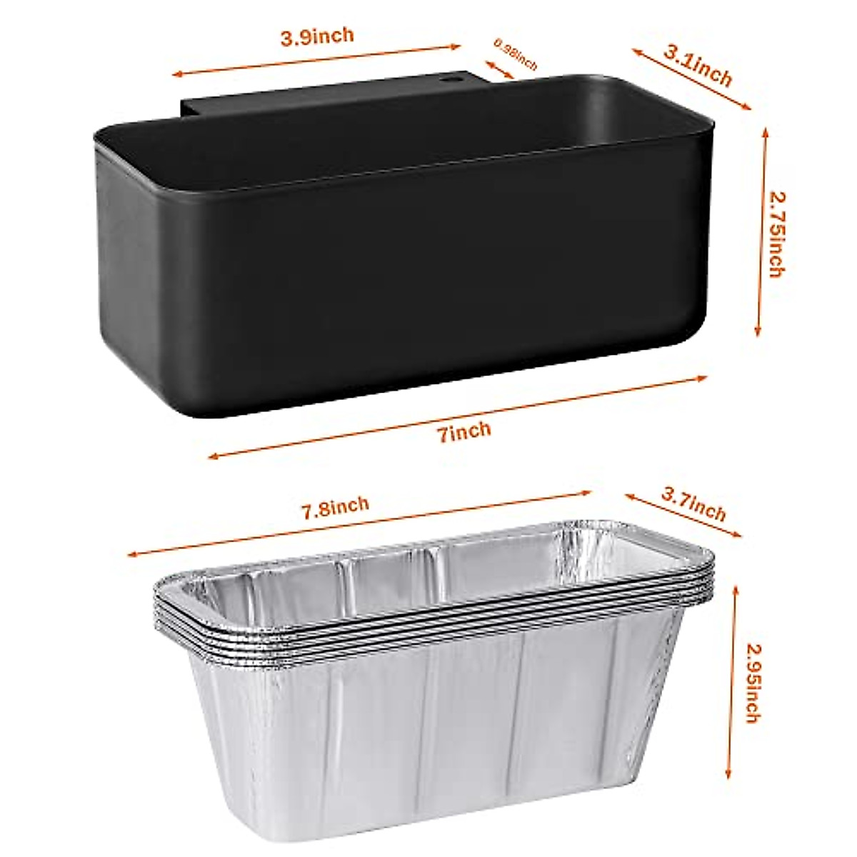 aspace Grease Catcher with Cup Liners, Drip Catcher Pan for Blackstone 28& 36 Inch Professional Flat Top Griddle Liquid Holders, Black Metal Tray with 6-Pack Disposable Foil Pans(Short Hook)