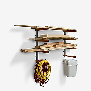 Bora Portamate Wood Organizer and Lumber Storage Metal Rack with 4-Level Wall Mount - Indoor & Outdoor Use - PBR-004