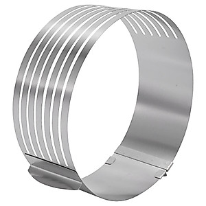 6 to 8 Inch Adjustable Cake Ring for Cutting Layers, Slicing and Leveling Cakes, Stainless Steel 7-Layer Cake Toast Slicer Leveler