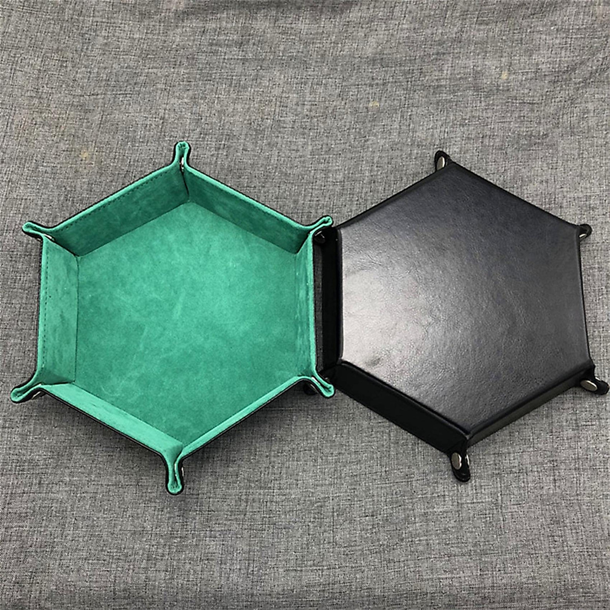 GloryMM Dice Trays Leather Folding Square Holder Portable Table Games Dice Rolling Tray Velvet Storage Box for Dice Games,Green