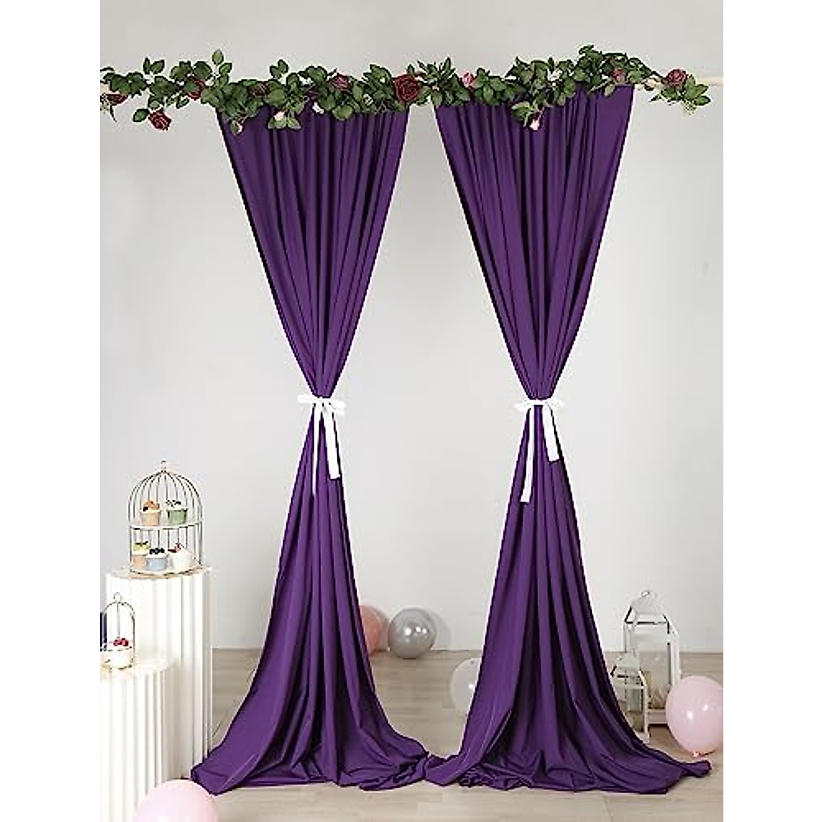 SHERWAY 2 Panels 4.8 Feet x 10 Feet Purple Photography Backdrop Drapes, Thick Polyester Window Curtain for Wedding Party Ceremony Stage Decoration