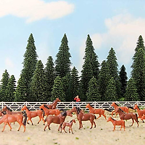 S0804 40pcs Dark Green Pine Model Cedar Trees 2.05-4.96 inch (52-126 mm) for Model Railroad Scenery Landscape Layout HO OO Scale New