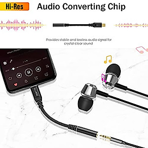 GLUBEE USB C to 3.5mm Audio Adapter, Android Headphone Jack Adapter, Android Aux Adapter, USB C to Audio Braided Nylon Cable DAC Adapter, Compatible with Most USB-C Smart Phones