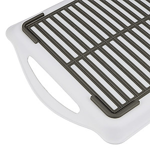 HOIGON 4 Pack 16.5 x 11.4 x 1.6 Inch Anti-Slip Food Serving Tray with Handles, Rectangular Plastic Serving Trays Cafeteria Trays Dinner Trays for Eating On Couch, Bed