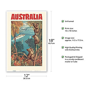 Australia - SS Mariposa SS Monterey - Vintage Ocean Liner Travel Poster by Louis Macouillard c.1960 - Master Art Print (Unframed) 12in x 18in