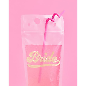 xo, Fetti Bachelorette Party Decorations Team Bride Drink Pouches - 16 ct | Bridal Cups, Bridesmaid Favor