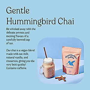 Chamberlain Coffee Gentle Hummingbird Chai Mix - Warm, Aromatic Vegan Chai with Oat Milk, Vanilla & Spices - Hot or Iced Instant Chai Latte - Sustainably Packaged - 10oz - 10 Servings