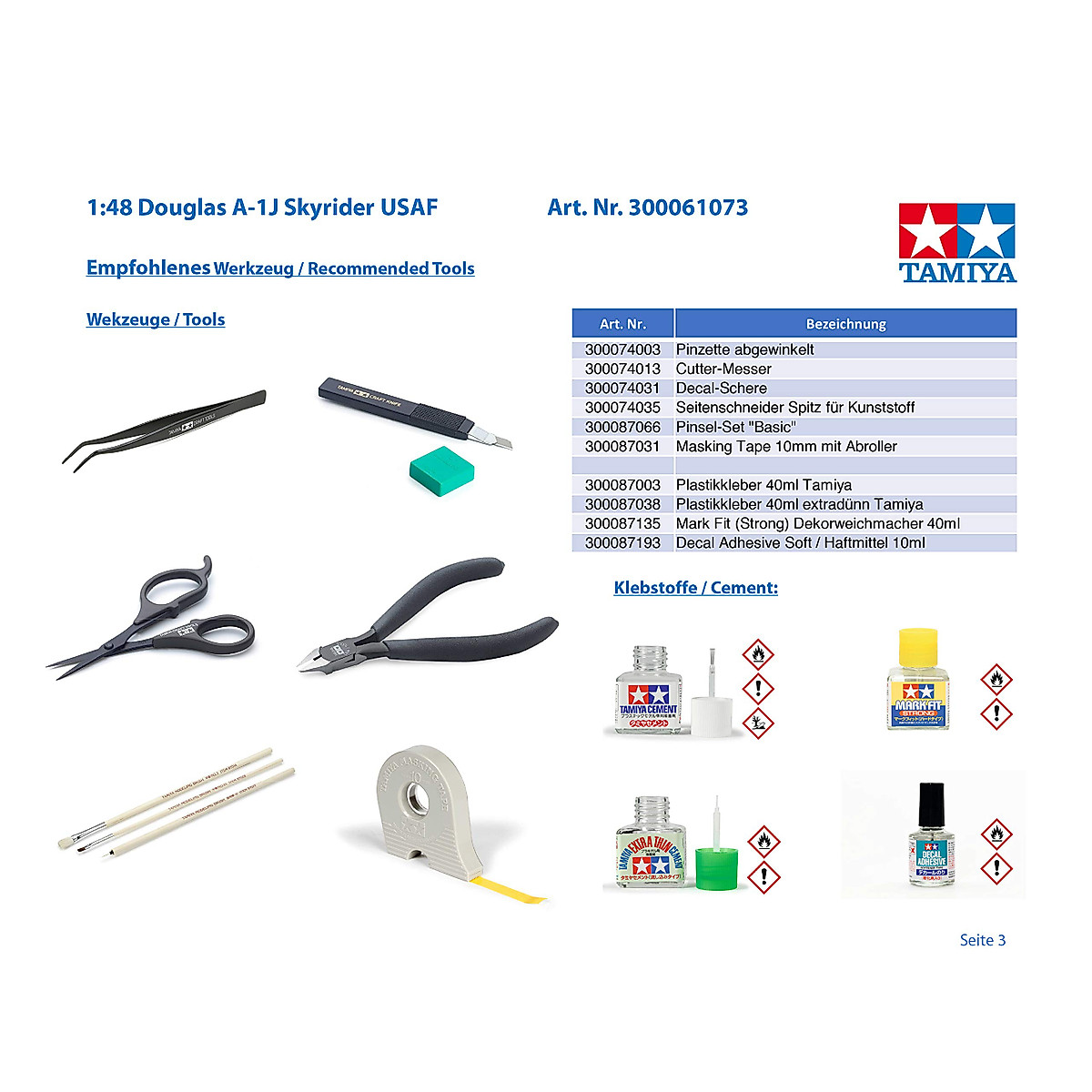 Tamiya 61073 1/48 Douglas A-1J Skyraider USAF Plastic Model Airplane Kit