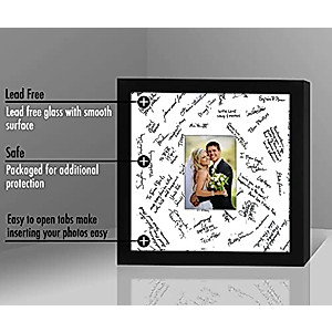 Americanflat 14x14 Black Wedding Signature Picture Frame Displays 5x7 Photo with Polished Glass