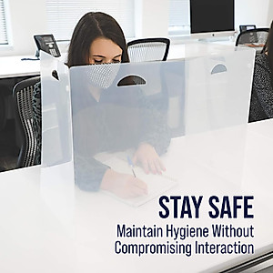 Sneeze Guard Desk Shield PPE - Plastic Divider Screen for Desk, Table or Countertop - Portable Protective Barrier Panel - Best Partition Protector for Classroom or Office