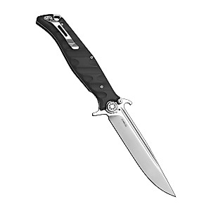 НОКС HOKC Puukko-S | 342-100406 | Pocket Knife with Liner Lock and Lawks Safety System, G10 Handle, Thumb Stud, Finger Flipper, Durable D2 Stainless Tool Steel, Satin Finished Utility Knife