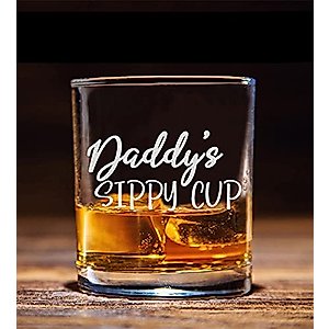 NeeNoNex Daddy's Sippy Cup Old Fashion Rocks Glass Funny New Dad Gifts Birthday Fathers Day Gift