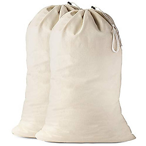 Cotton Laundry Bag - The Extra Heavy Duty Washable Laundry Bag with Drawstring Makes a Great Cloth Storage Sack for Sleeping Bag, Linen Basket Liner, Hamper Liner and Travel. (2-Pack)