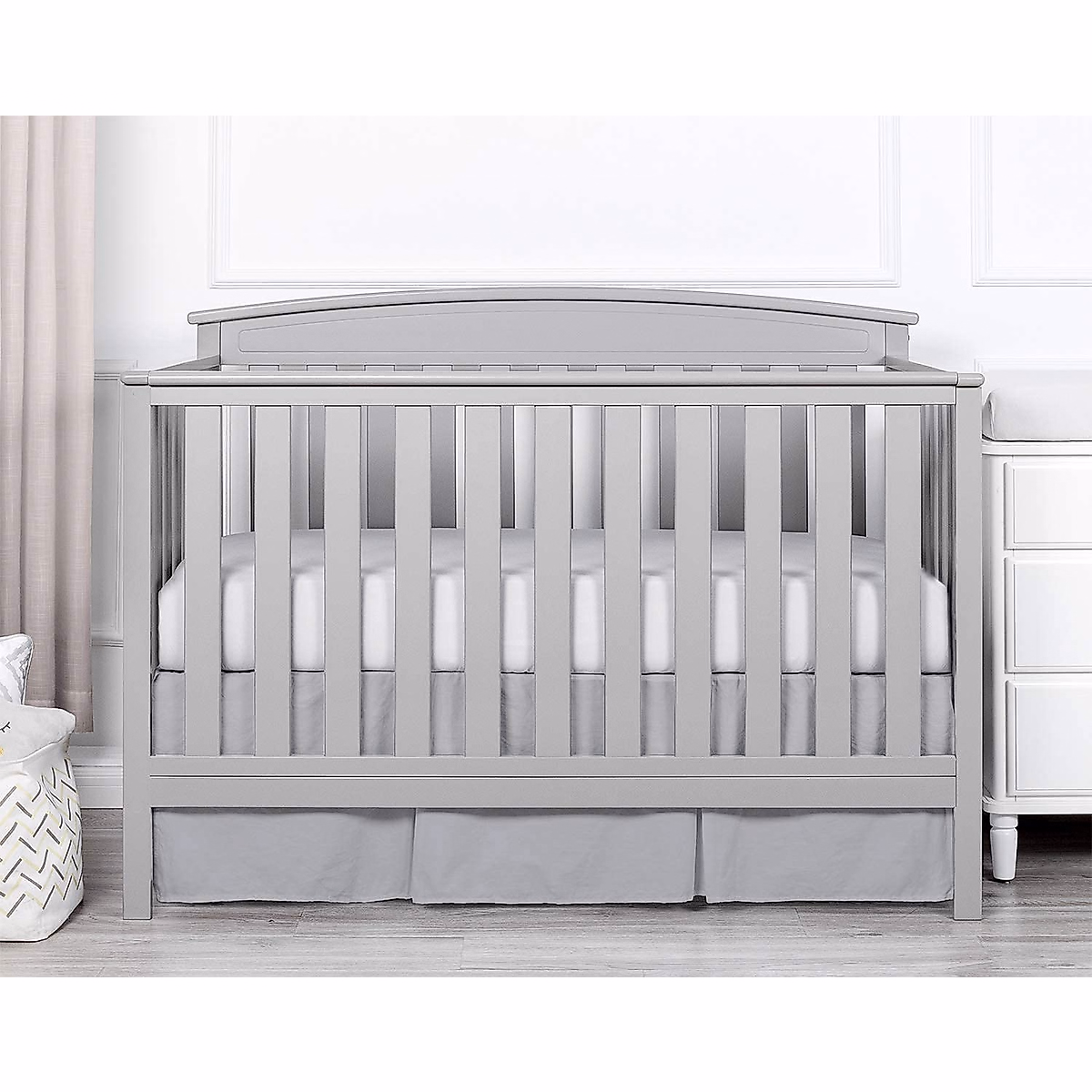 Pleated Crib Bed Skirt, 800TC 100% Egyptian Cotton, Nursery Crib Toddler (28” x 52” x 14’’) Bedding Skirt for Baby Boys or Girls - Silver