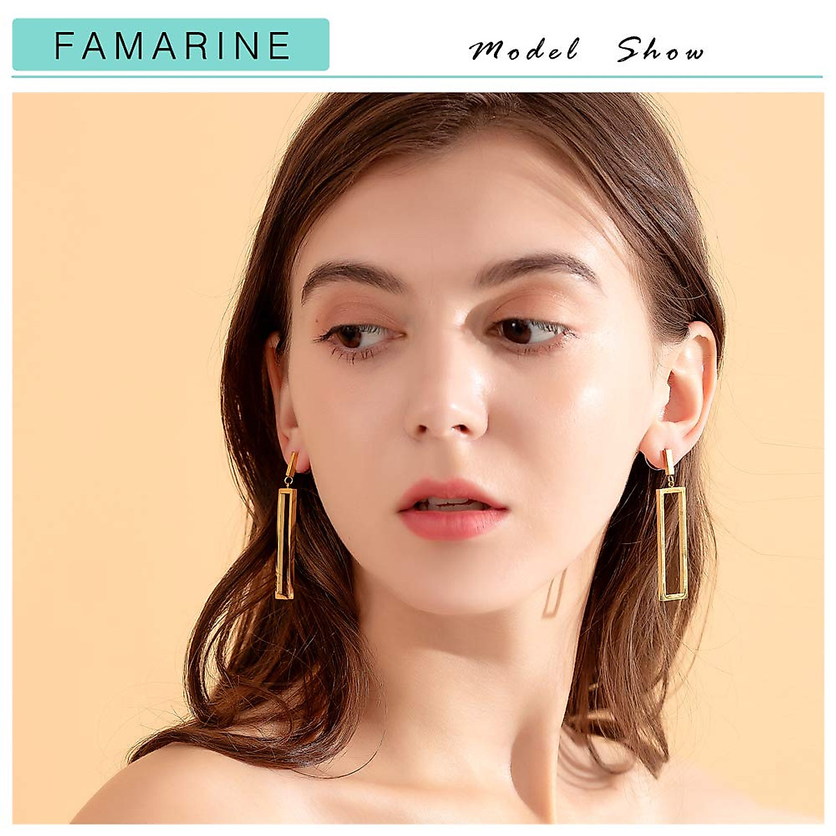Gold Rectangle Geometric Drop Dangle Earrings for Women Fashion Prom Jewelry