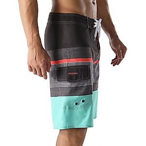 ninovino Men's Water Sports Swim Trunks Stripped Lightweight Quick Dry Coffe 36