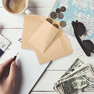 ACSTEP 100 Pack #1 Paper Kraft Seeds Envelopes 2-1/4 X3-1/2, Small Coin Envelope 2x3 For Key, Tip, Seeds Packets, Self Adhesive Water Glummed Mini Tiny Envelopes