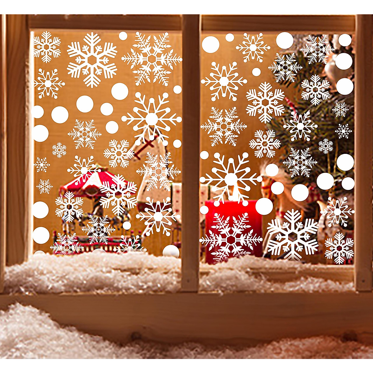 321pcs Christmas Window Clings for Glass Windows 9sheets Christmas Window Decals Snowflakes Christmas Decorations Christmas Window Stickers for Kids Holiday Window Clings Winter Decorations