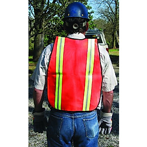 MCR Safety V201R Polyester Mesh General Purpose Safety Vest with 2-Inch Lime/Silver Reflective Stripe, Fluorescent Orange