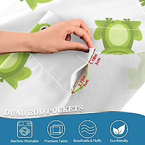 DOMIKING Cute Frog Kitchen Curtains 36 inch Length Rod Pocket Window Treatment Tier Pair for Bedroom Kids Child Baby Nursery Room, 2 Panels (27 W x 36 L)