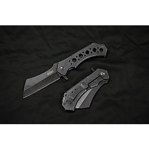 S-TEC 12-inch Rugged Chef Field Tactical Folding Cleaver (Stonewashed)