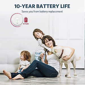 Smoke Detector Carbon Monoxide Detector Combo 10 Year Battery, HATHEPHS Ultra-Thin Smoke & CO Alarm with Large Test/Silence Button, Adhesive Tape Included