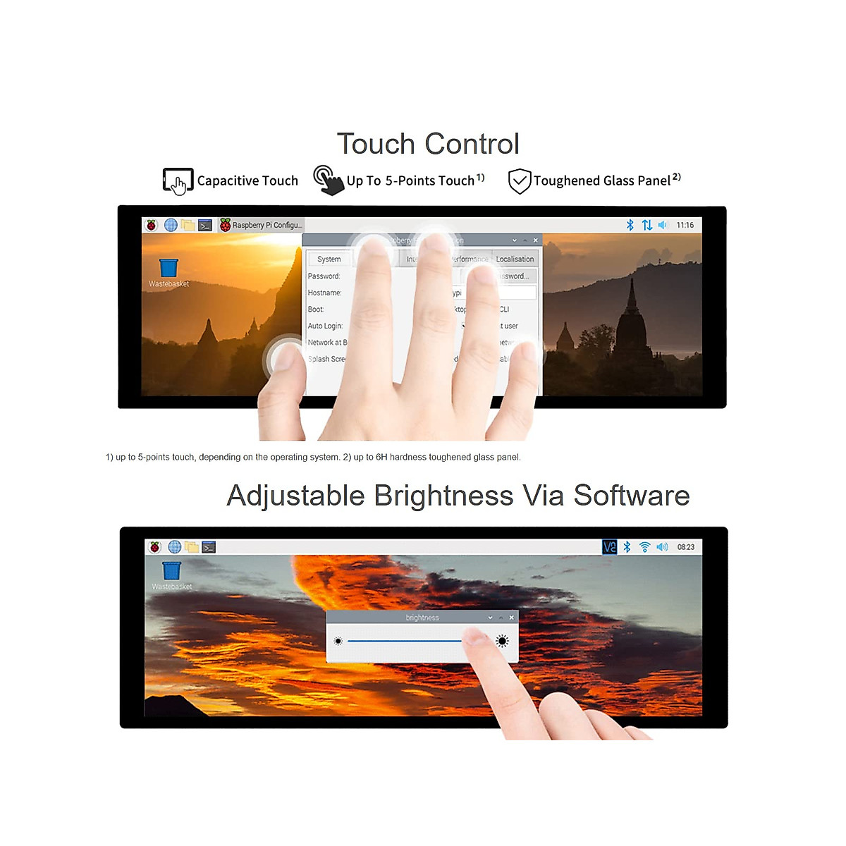waveshare 7.9inch Touchscreen Display for Raspberry Pi 4B/3B+/3A+, 480×1280 Resolution IPS Screen, DSI Interface, Capacitive Touch Panel Support up to 5 Points Touch