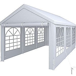 YITAHOME 10x20ft Party Tent Heavy Duty Outdoor Wedding Tent Canopy Event Shelters Upgraded Galvanized Steel Carport with Removable Sidewall Windows for Commercial and Parties, White