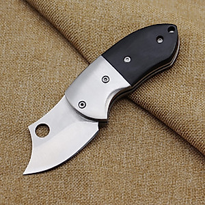 BYKCO Small Unique Knife, Fold-able Knife, Pocket Knives, Black Wood Handle, Unique Compact Portable Mini Little Folding Knife Gift-able for Men Women