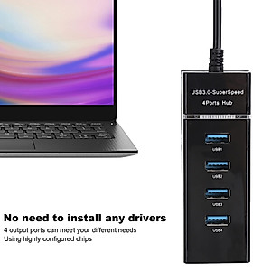 1 to 4 USB 3.0 Hub Male To Female USB Extender Adapter Cable Splitter,3.94ft Slim & Portableusb 3.0 Hub,Suitable For Desktops and PC