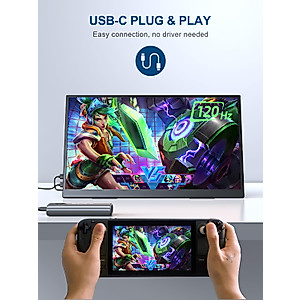 UPERFECT Portable Monitor 18.5 inch 120HZ 100% sRGB 1080P with VESA & Stand 180° Adjustable Ultra-Slim & Lightweight Frameless FHD FreeSync IPS HDR Gaming Display, Travel Second Monitor for Laptop