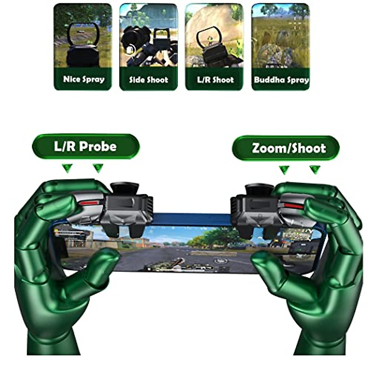 Fox Game Triggers With Finger Sleevs, Mobile Game Controllers 6 Finger, Plug and Play Gaming Trigger for iOS and Android Phone(PUBG/Fortnite/Rules)