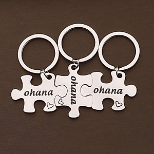 TGBJE Ohana Puzzle keychain set Ohana Means Family Keychain for Best Friend,Family (3 ohana set)