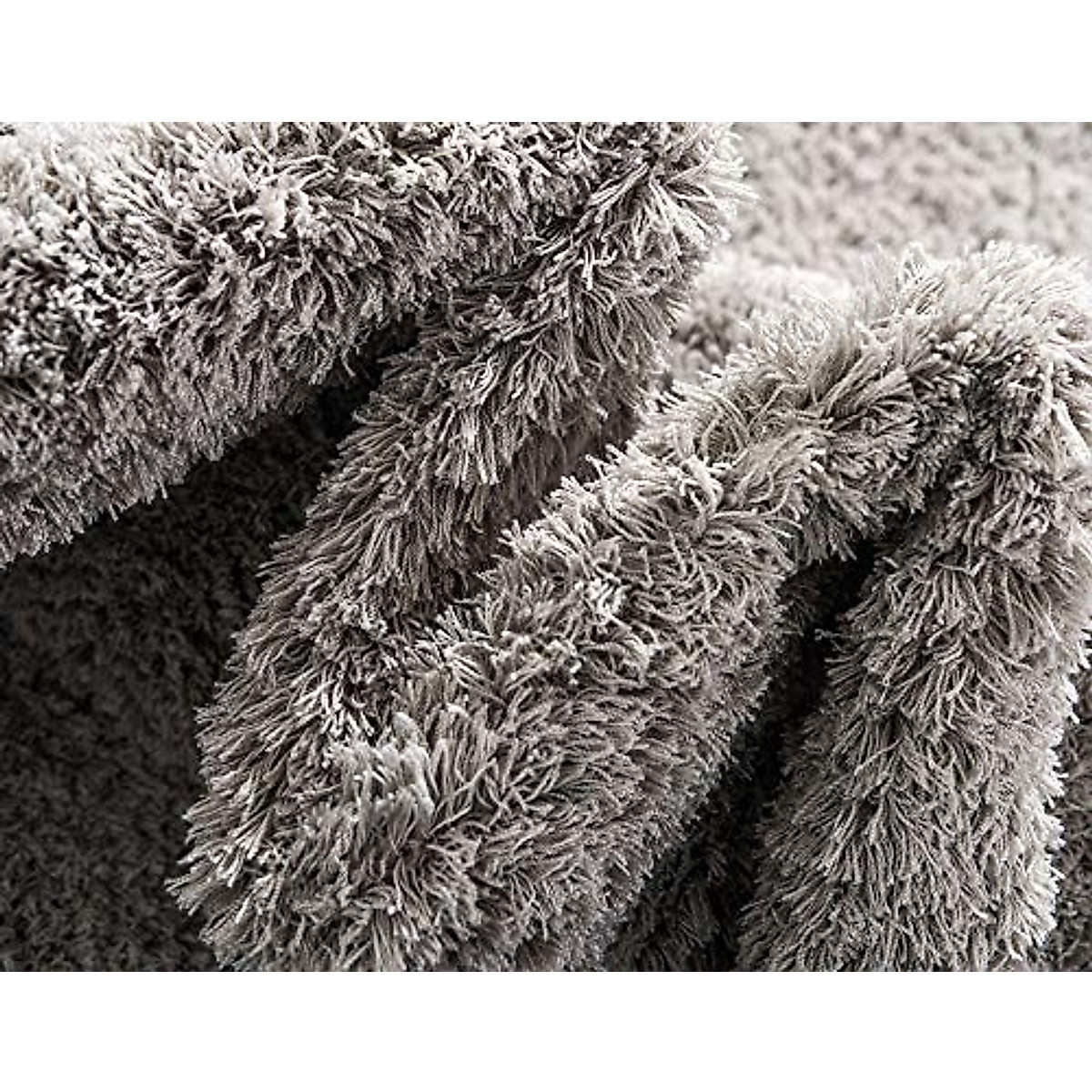 Unique Loom Studio Solid Shag Collection Urban Modern Super Soft & Plush Area Rug, 9 ft x 12 ft, Light Gray