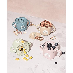 Hippypotamus Snack Cups for Toddlers - Spill Proof - 100% Food-Grade Silicone Snack Containers for Baby - Set of 2 (Blush/Nude)