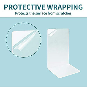 Yestbuy 4 Packs Acrylic Book End,Bookends for Shelves,Heavy Duty Book End,Clear Book Holder Desktop Organizer for Heavy Books/Movies/CDs Perfect Book Shelf Holder ( 4 pcs/2 Pairs )