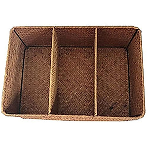 pizarra 3-Section Wicker Baskets for Shelves, Hand-Woven Seagrass Storage Baskets Paper Basket