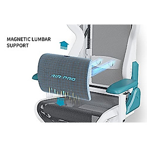 DXRacer Air Gaming Chair, Ultra-Breathable Mesh, 4D Armrests, Memory Foam Headrest, Magnetic Lumbar Support, Modular Design, Standard, White and Cyan (Pro)