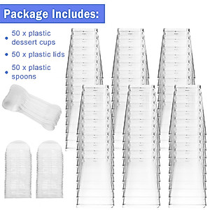 Monrocco 50 Pack 5 oz Plastic Dessert Cups with Lids and Spoons, Mini Parfait Cups with Lids Appetizer Cups for Party, Clear Mini Dessert Cups with Spoons Yogurt Dessert Shooter Cups for Pudding