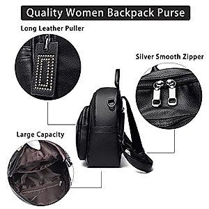 NZ SIXVONA Mini Backpack for Women, Fashion Convertible Soft PU Leather Small Backpack Purse with Detachable Strap for Women, Teen Girls-Black