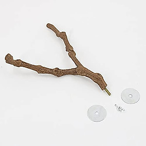 OFLAO Parrot Perches, Wood Bird Stand Perch, Natural Wild Grape Stick Bird Stand Pole, Y Shape Stand Perch, Standing Climbing Branch Toy Cage Accessories for Parrots, Parakeet, Budgies, Lovebirds