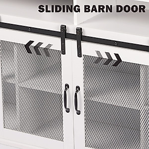 TOLEAD Farmhouse TV Stand for 65 inch TV Farmhouse Entertainment Center with Sliding Barn Doors Console Storage Cabinet for Living Room, Bedroom White