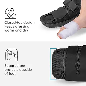 BraceAbility Closed Toe Medical Walking Shoe - Lightweight Broken Toe Cast Boot, Fractured Foot Brace for Metatarsal Stress Fracture, Post-op Bunion, Hammertoe Recovery - For Men or Women (L)