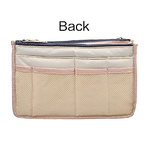 Vercord Updated Purse Handbag Organizer Insert Liner Bag in Bag 13 Pockets Milky Beige Medium